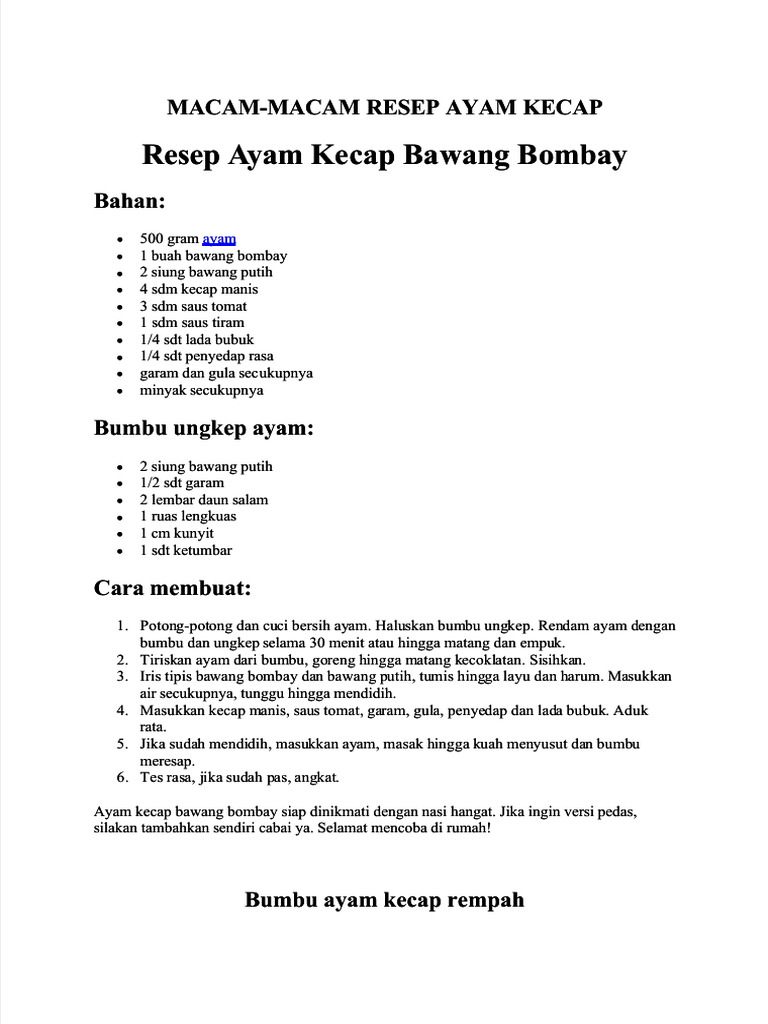 PDF 13 Macam Resep Ayam Kecap - Compress | PDF