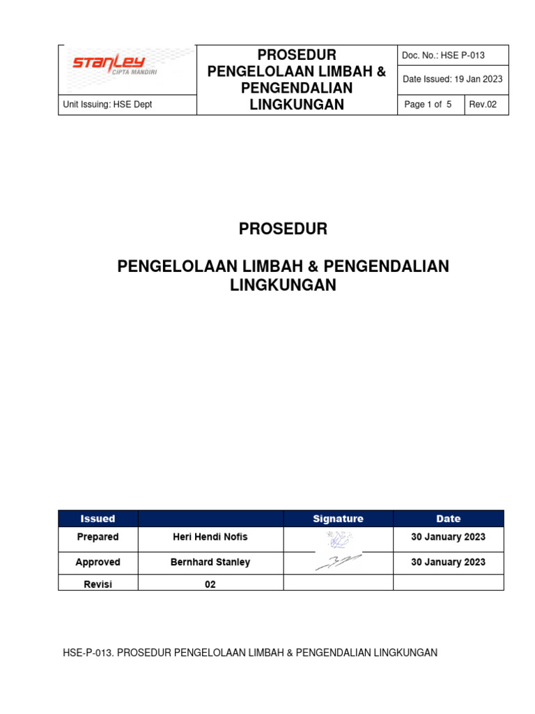 0013 Pros Pengelolaan Limbah & Pengendalian Lingkungan Ok | PDF