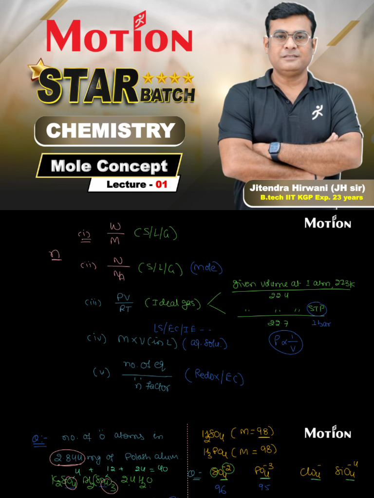 Mole Concept - Lec - 01 - JH Sir | PDF