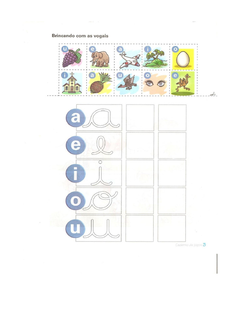 Jogo Brincando Com As Vogais Para Imprimir Pdf