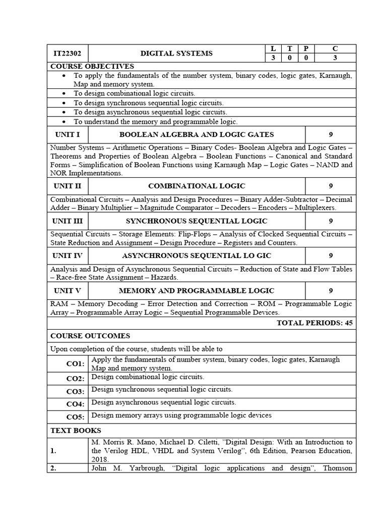 syllabus | PDF | Logic Gate | Digital Electronics