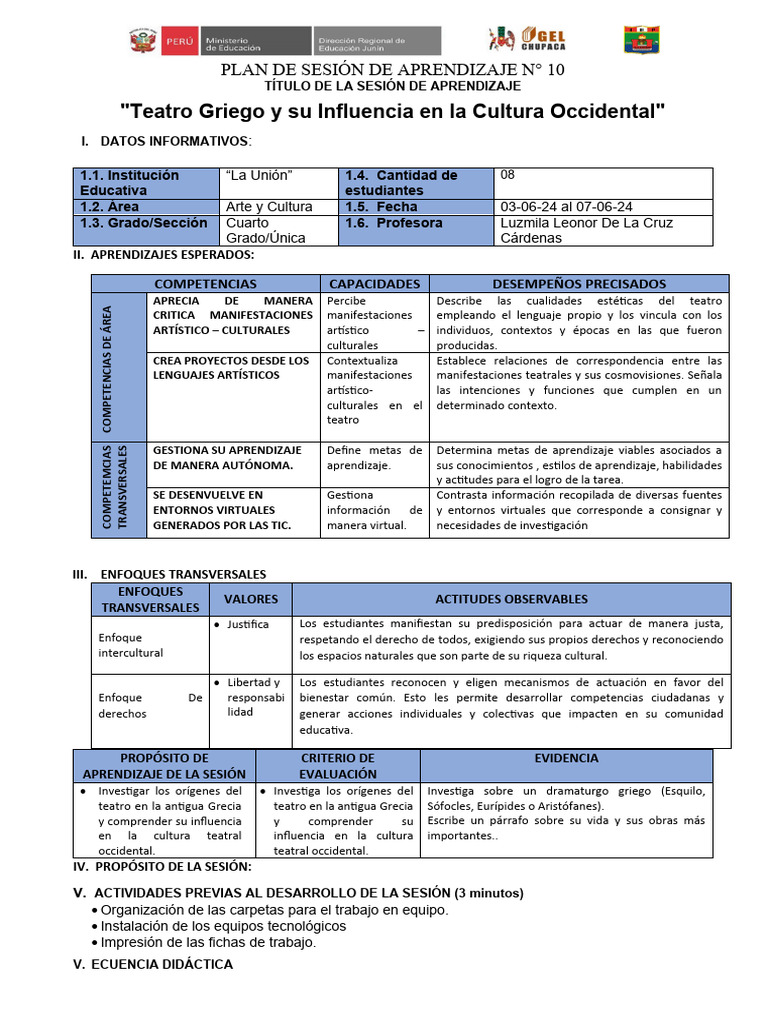 Sesion-Aprendizaje N° 10 CUARTO GRADO Arte y Cultura | Descargar gratis ... Sesion-Aprendizaje N° 10 CUARTO GRADO Arte y Cultura | Descargar gratis ...
