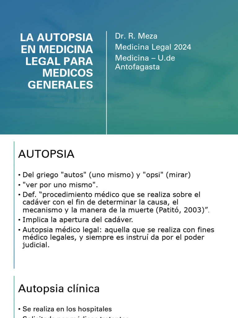 La Autopsia en Medicina Legal para Medicos Generales | PDF | Autopsia | Medicina