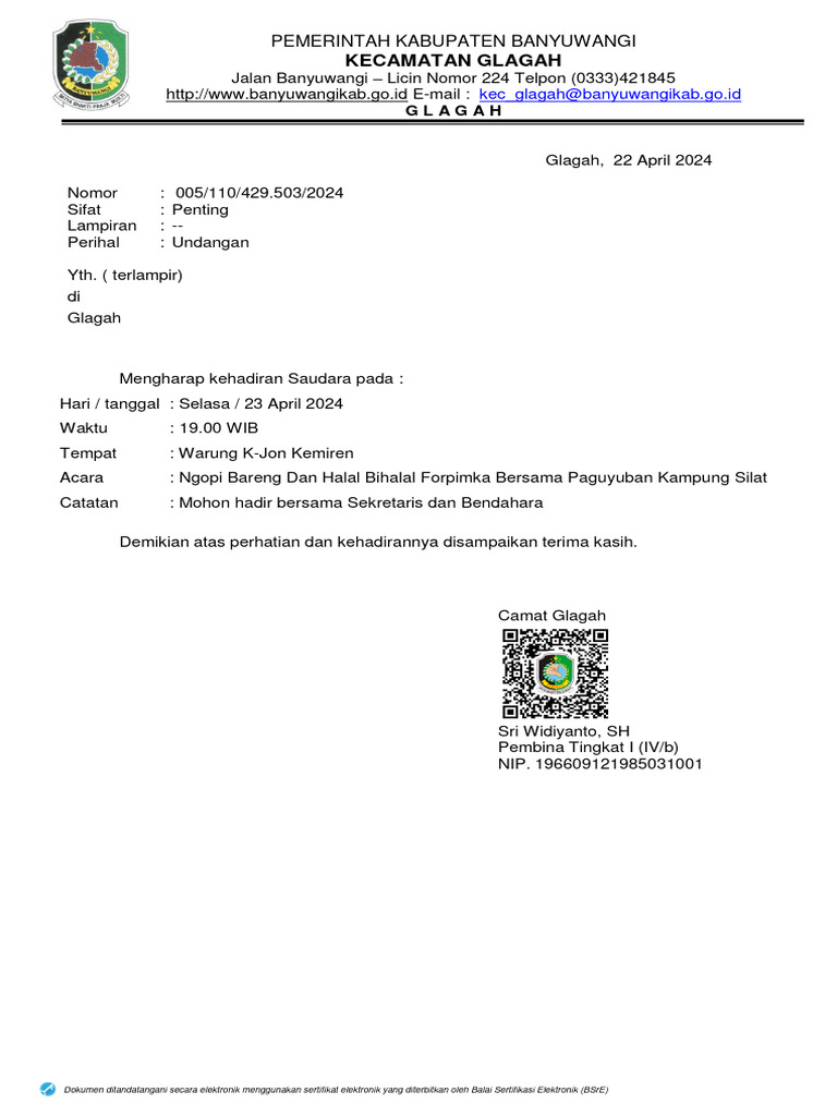 Undangan Halbil 1445H Perkumpulan Pencak Silat | PDF