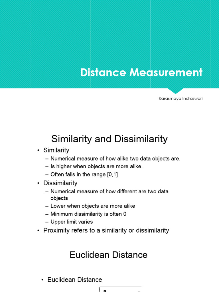 Distance and Similarity Metrics | PDF | Distance | Norm (Mathematics)