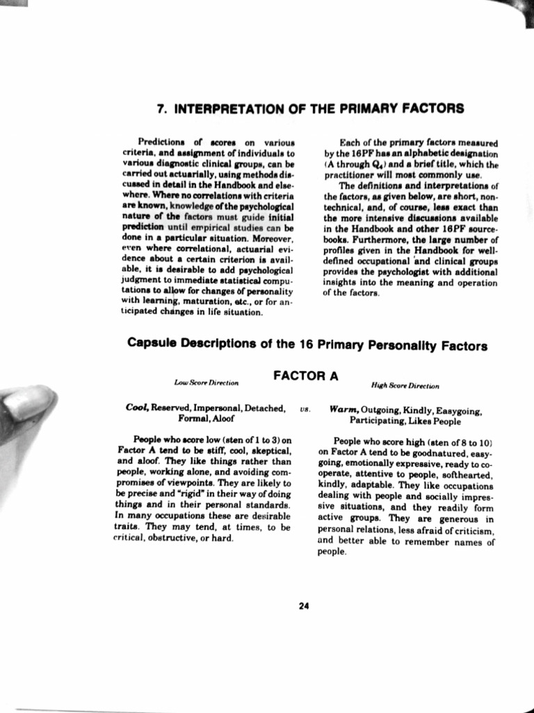 16 PF Interpretation | PDF | Psychological Concepts | Psychology
