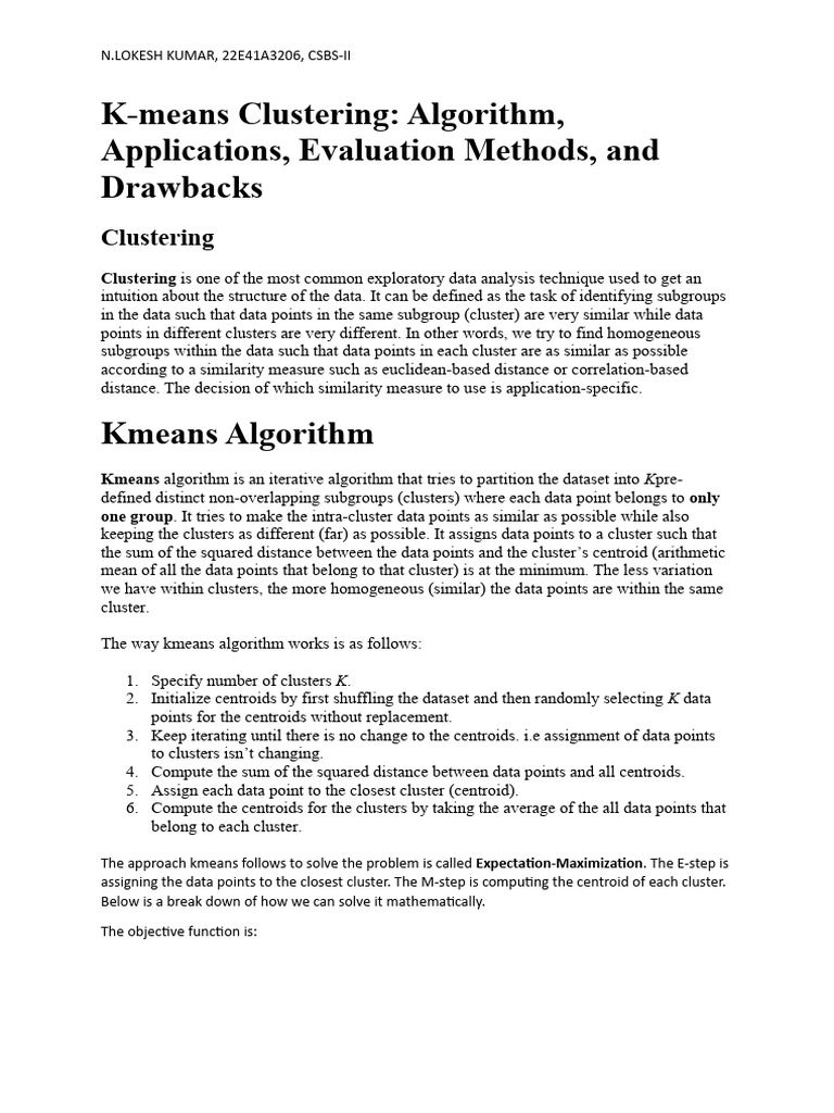K.means Clustering | PDF | Cluster Analysis | Image Segmentation