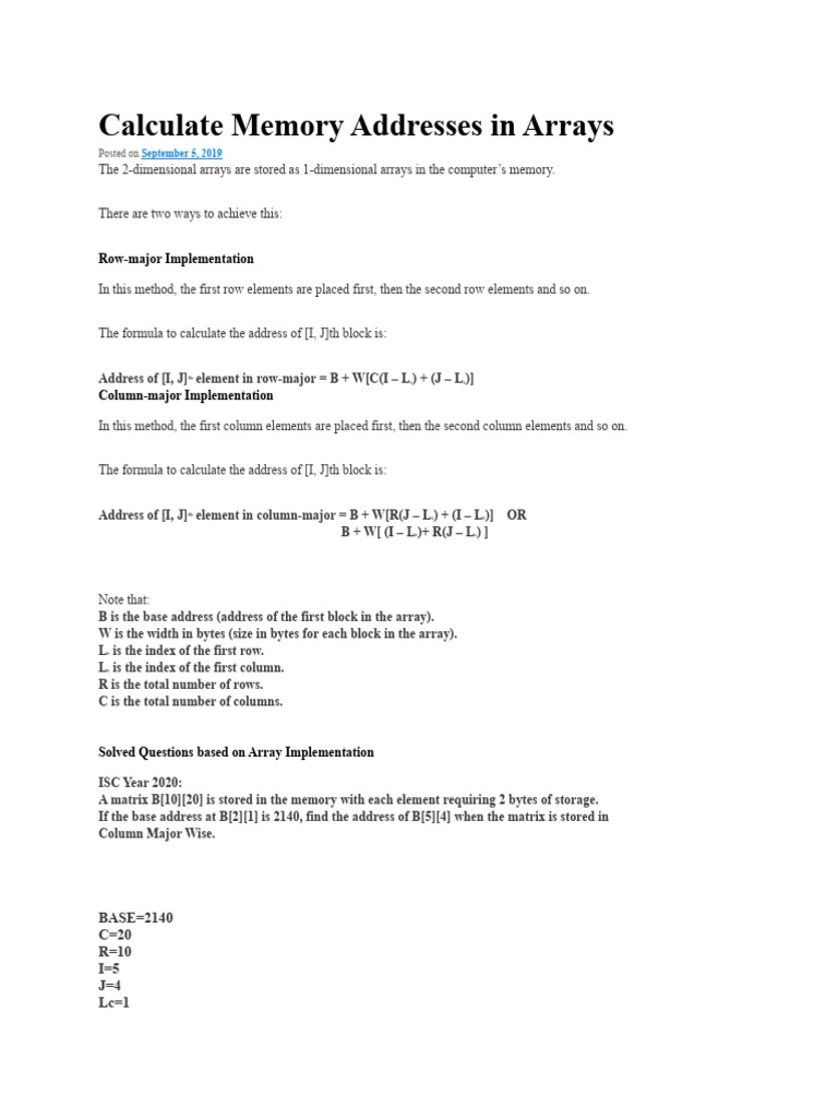 Memory Address Excercises | PDF | Computing | Computer Data