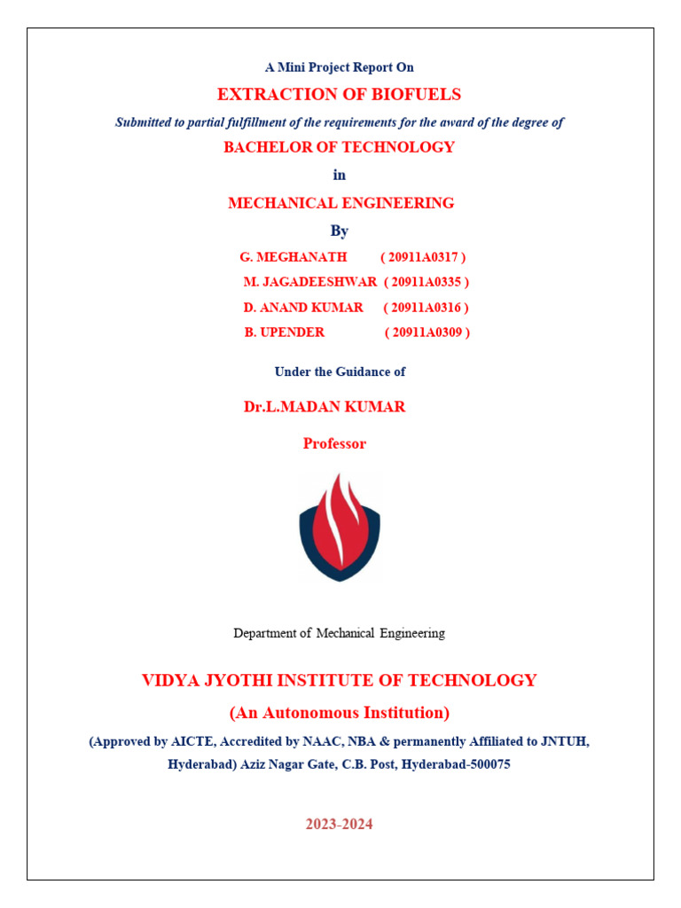 Project Report | PDF | Biodiesel | Biogas