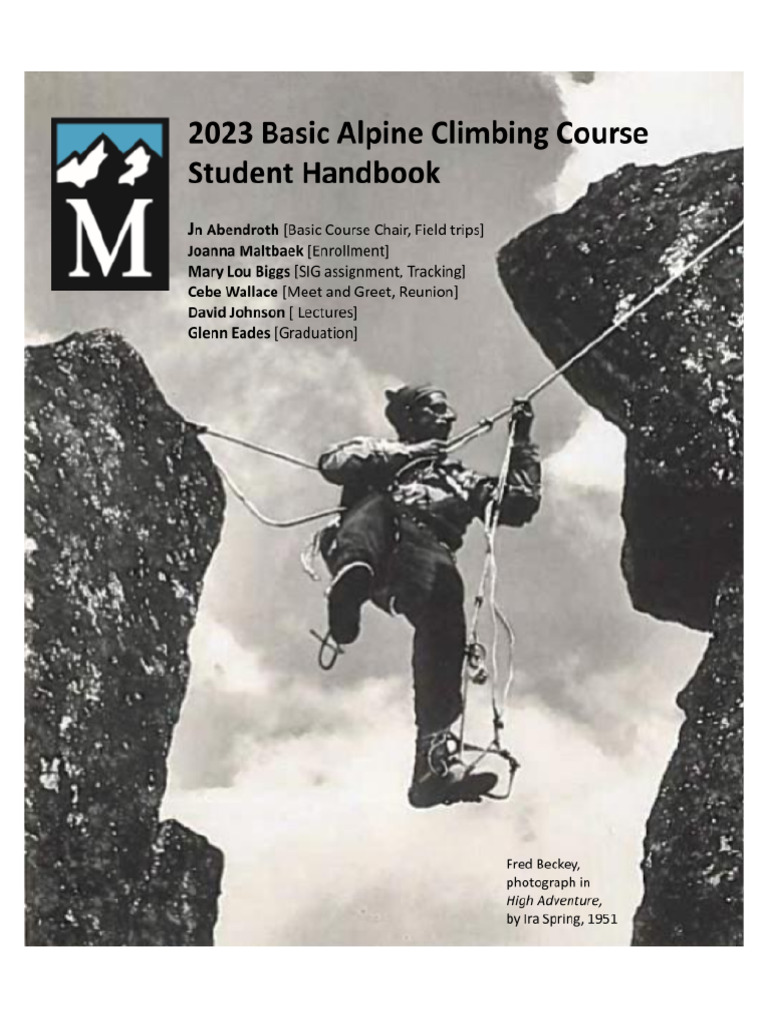 2023 Basic Alpine Climbing Handbook | PDF | Mountaineering | Rock Climbing