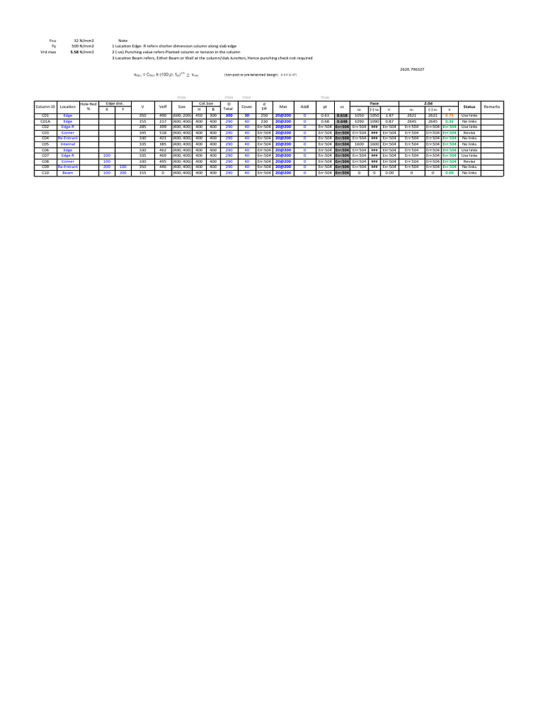 Column Design and Punching Check Data | PDF | Computer Programming ...