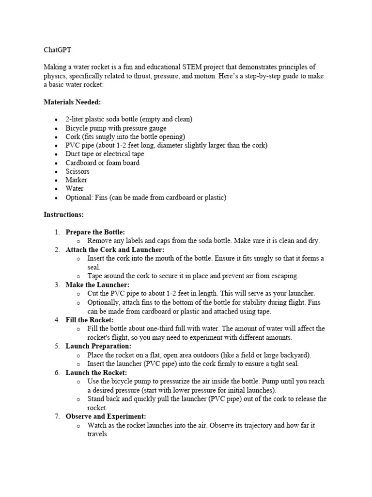 ChatGPT | PDF | Rocket | Experiment