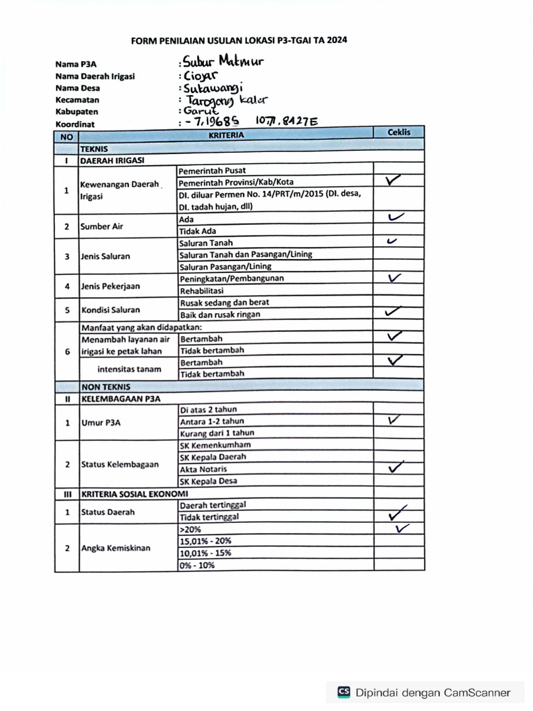 Form Penilaian - P3A Subur Makmur | PDF