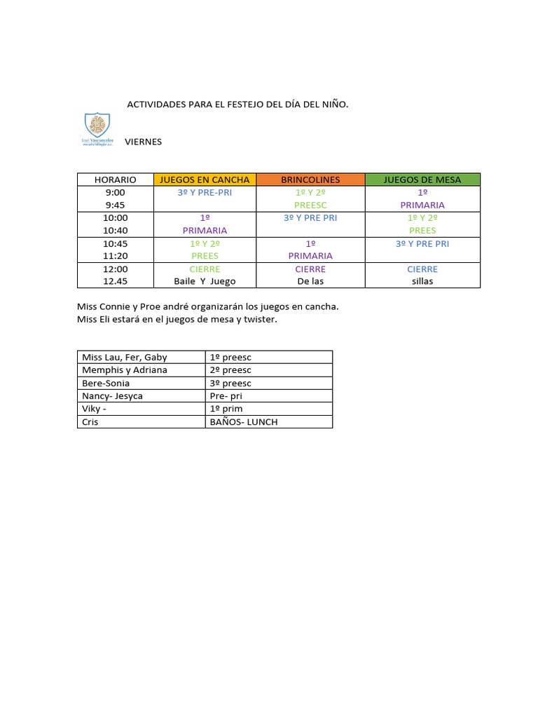 Actividades para El Festejo Del Día Del Niño | PDF