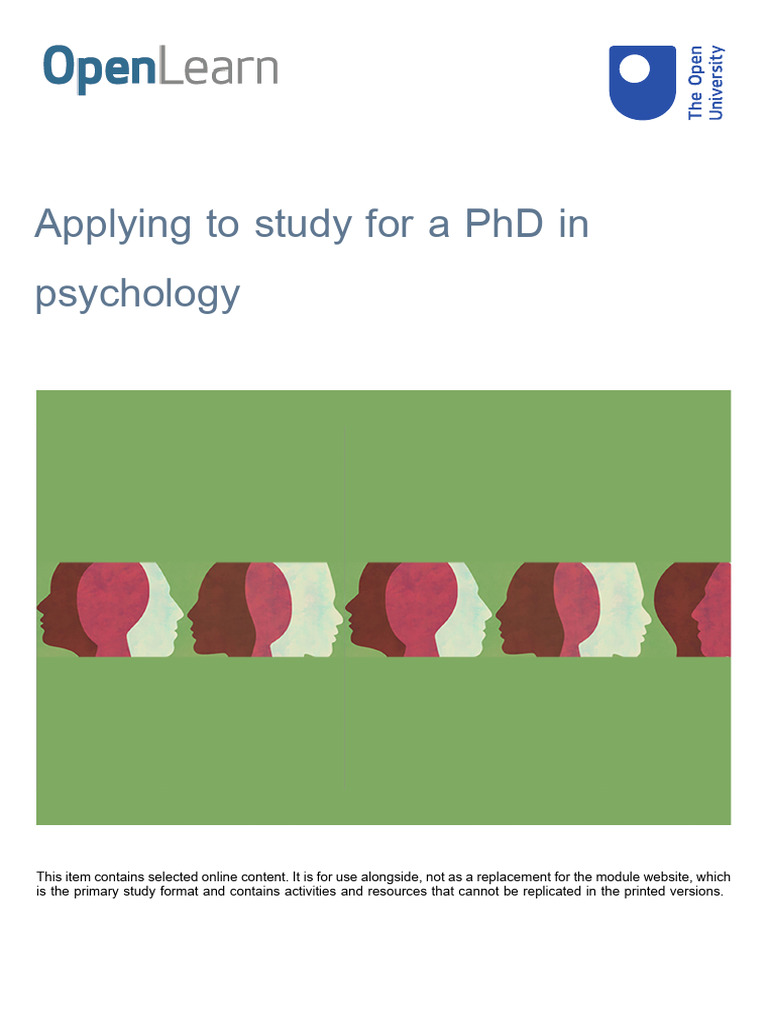 Applying To Study For A PHD in Psychology Printable | PDF | Academic ...