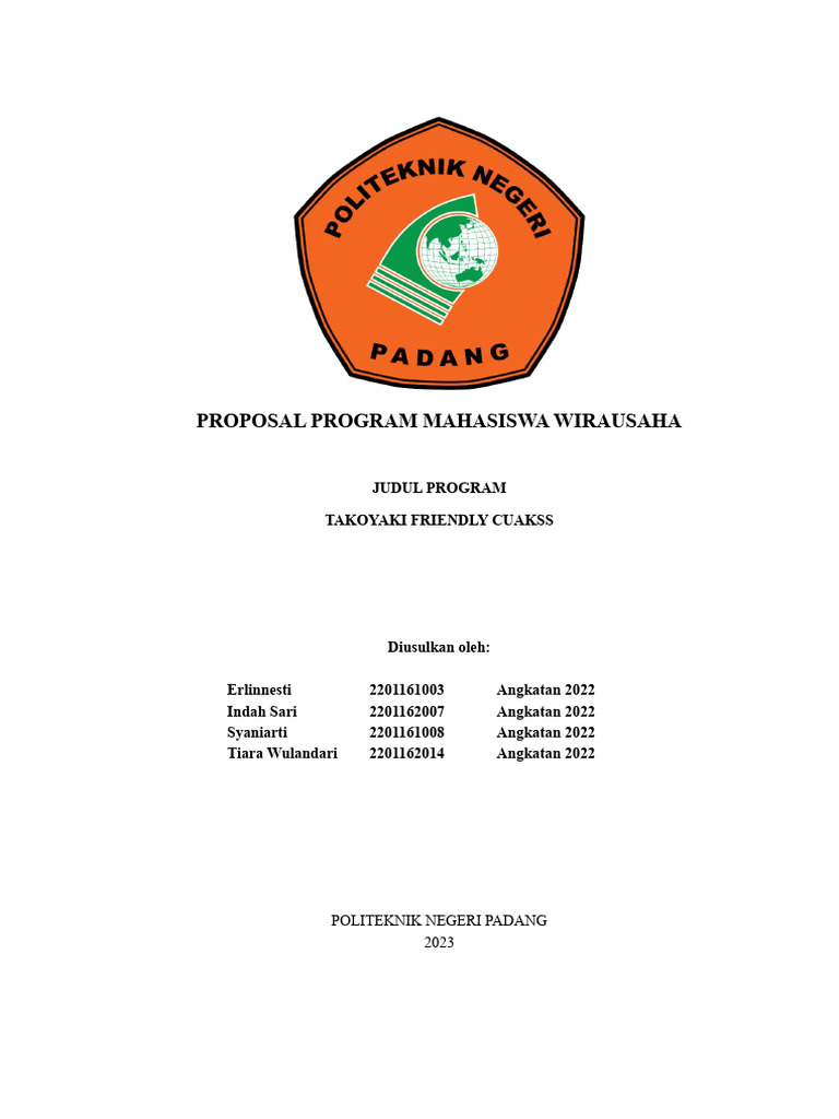Proposal Program Mahasiswa Wirausaha | PDF