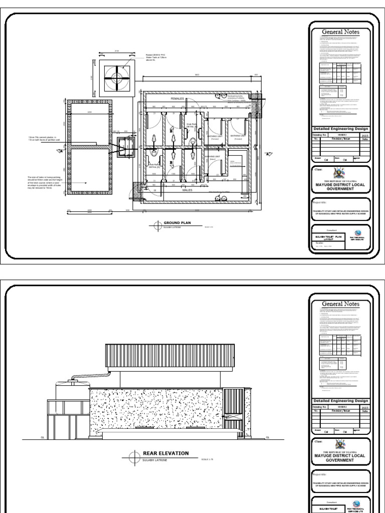 Sulabh Toilet Engineering Design Plan | PDF | Concrete | Masonry
