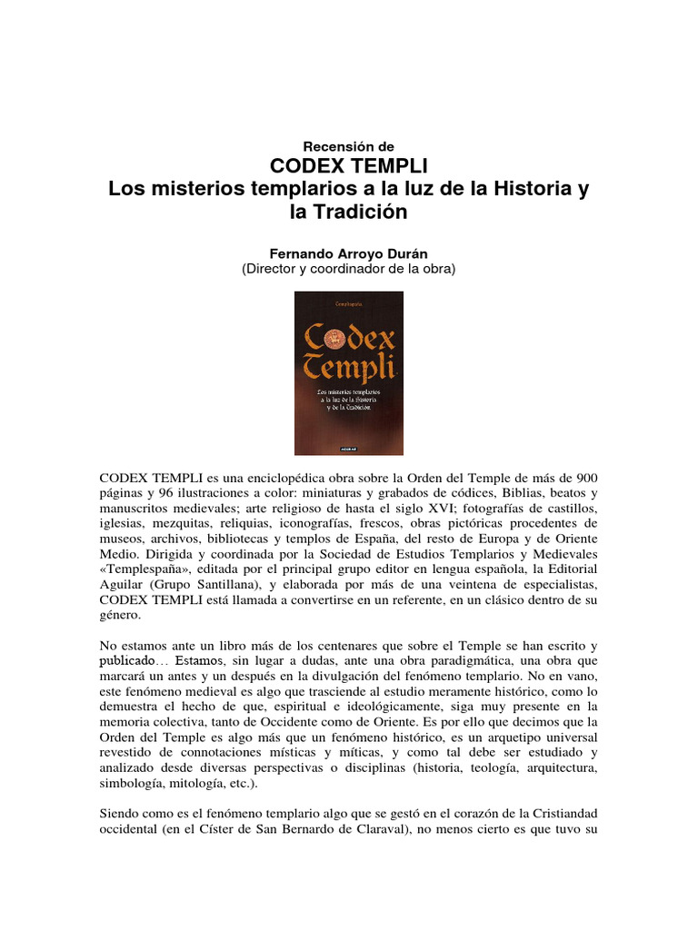 Codex Templi 2 - Templarios Temple Tradicion Esoterismo Templario ...