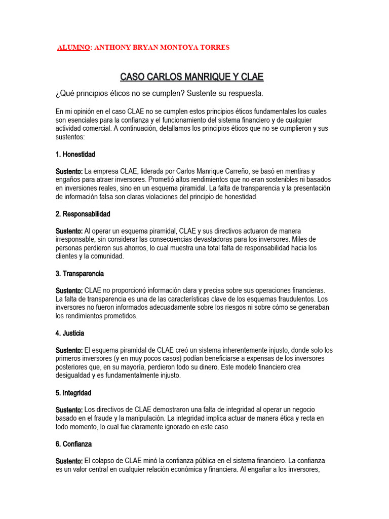 Caso Carlos Manrique y Clae | PDF | Business | Gobierno corporativo