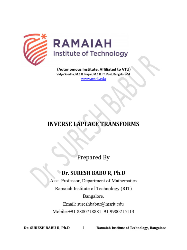 Inverse Laplace Transform Pdf Convolution Logarithm