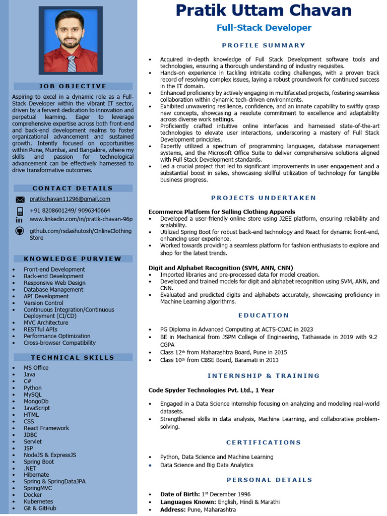 Pratik Resume | Download Free PDF | Data Science | Compiler