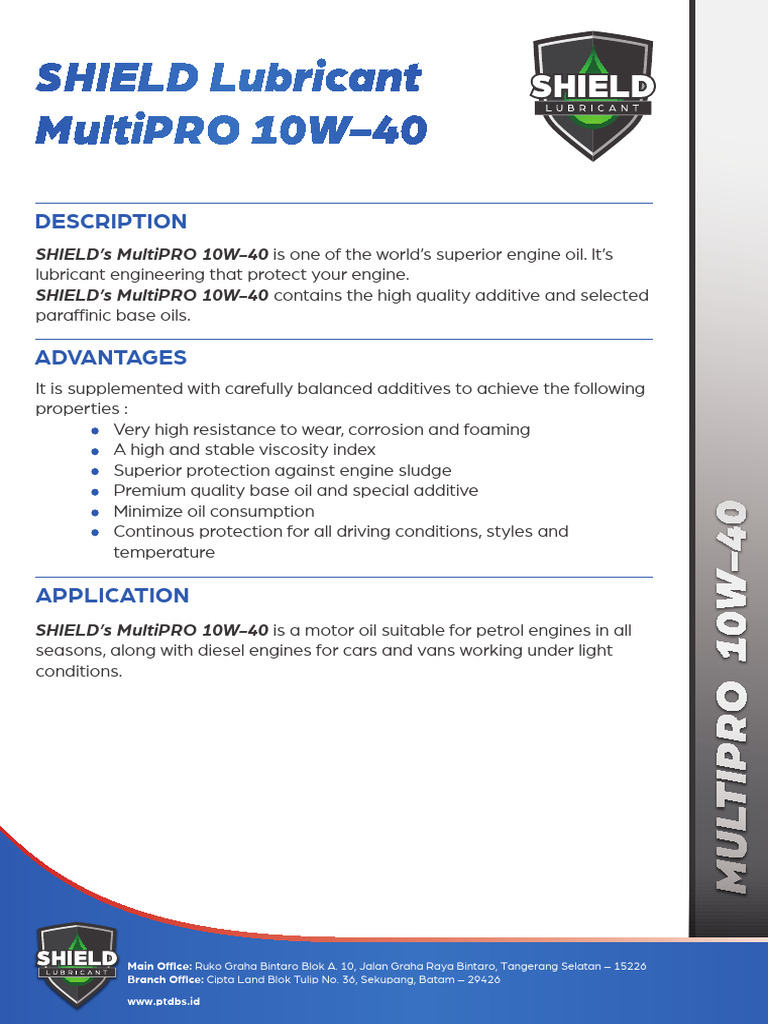 MultiPro 10W-40 | PDF | Motor Oil | Chemical Substances