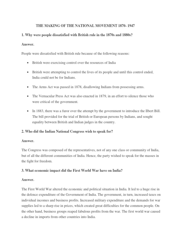 The Making of The National Movement 1870 | PDF | Mahatma Gandhi ...