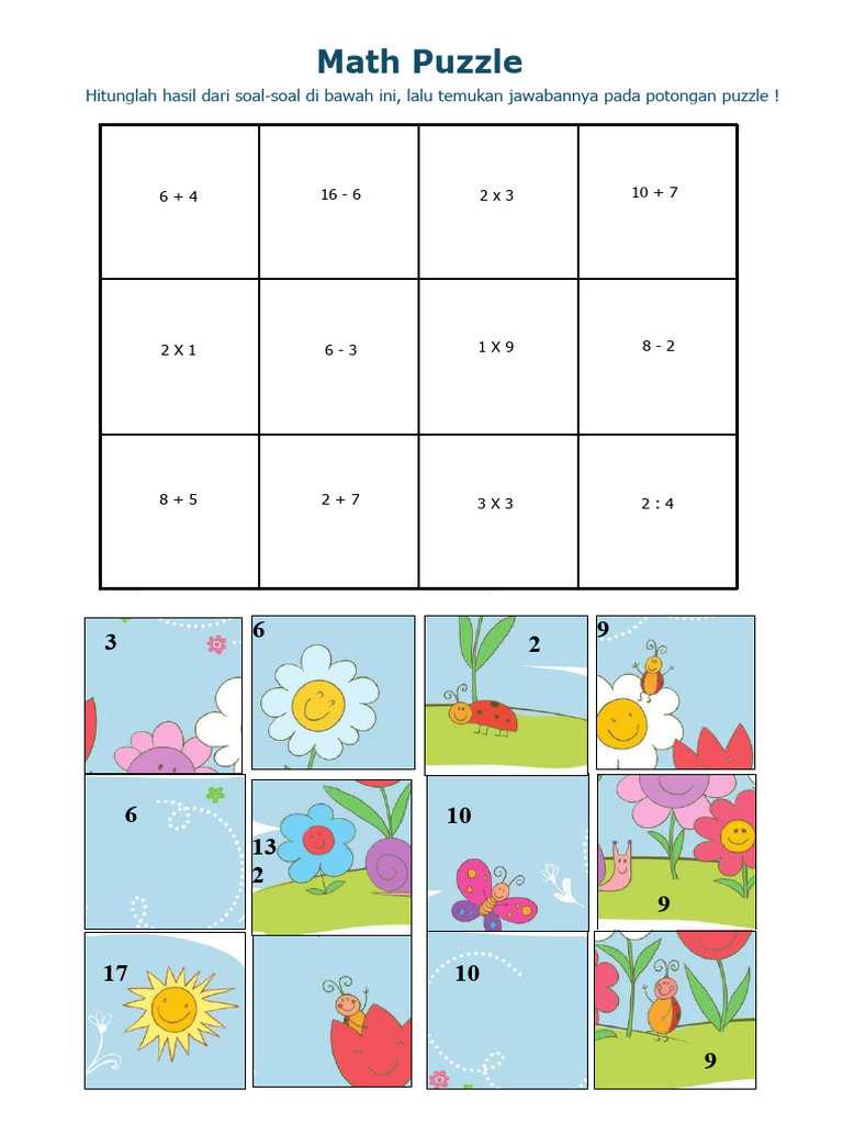 Math Puzzle Worksheet WORD | PDF