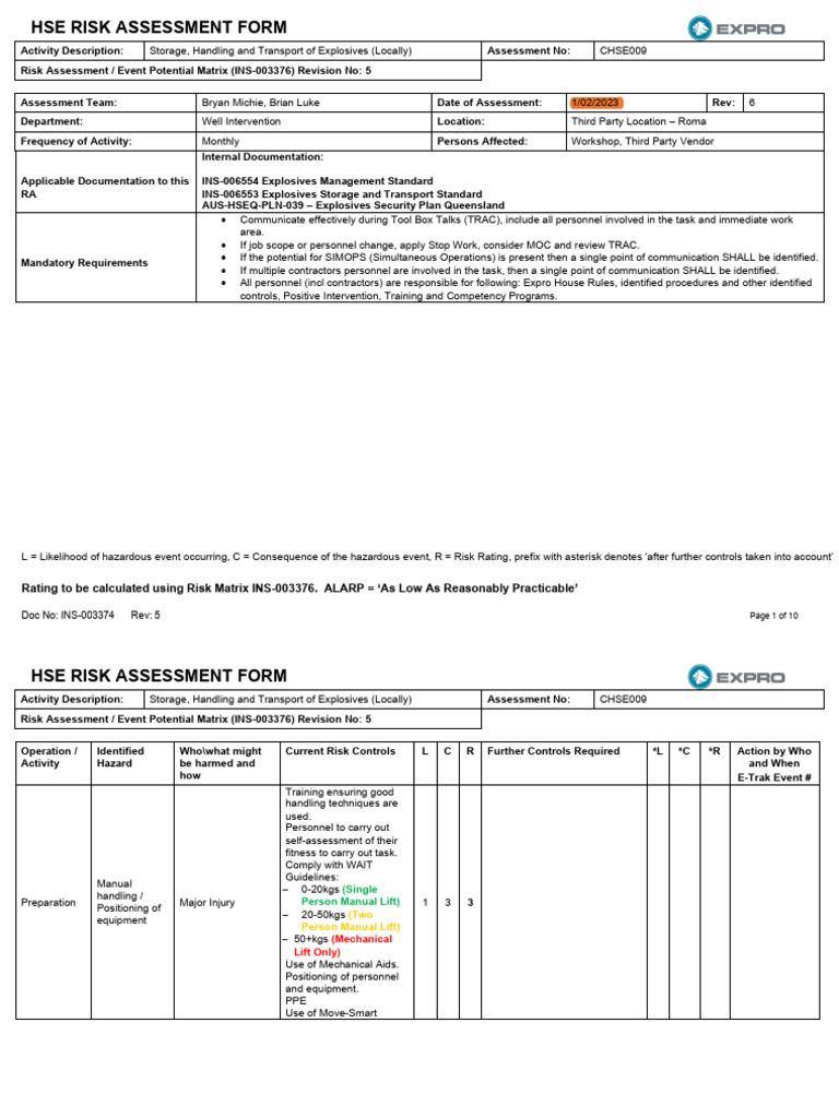 CHSE009 Rev 6 - Storage, Handling and Transport of Explosives (Locally ...