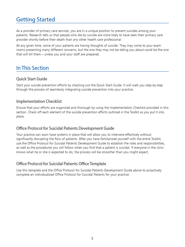 Section 1 Getting Started | PDF | Emergency Department | Suicide