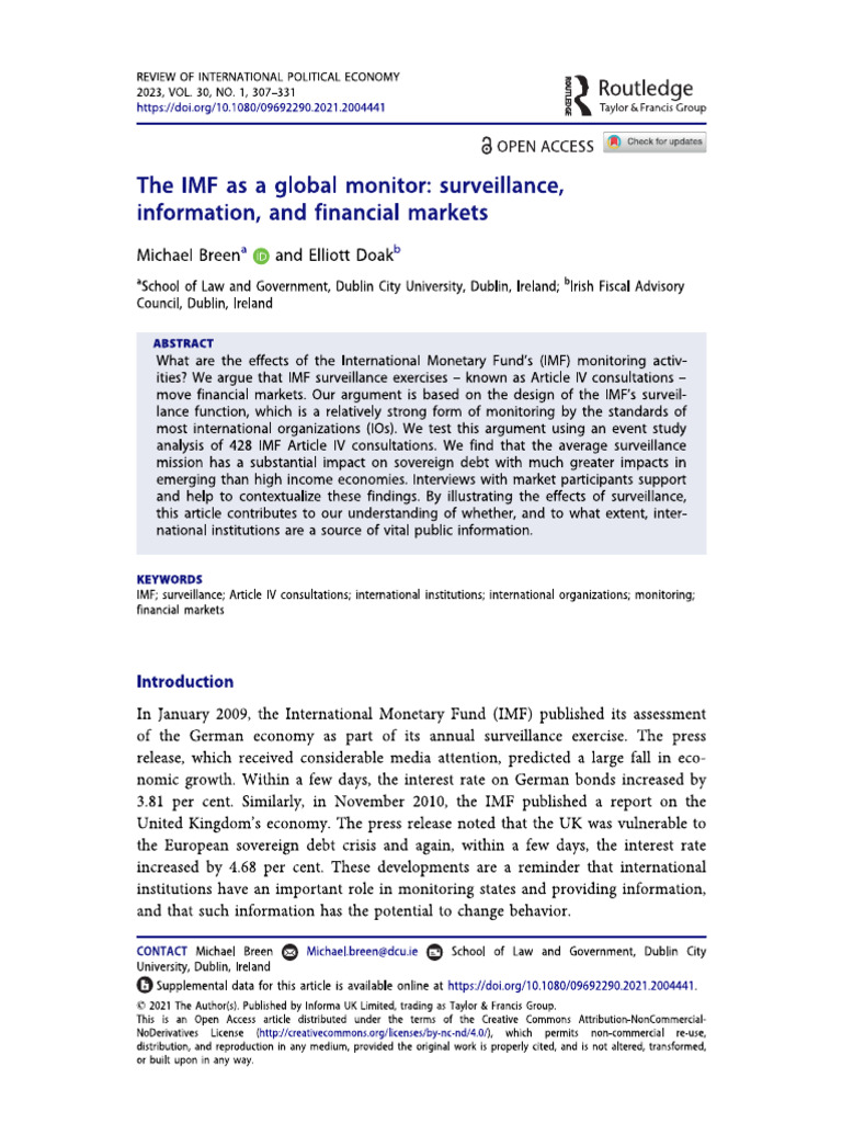 Session17 - IMF As A Global Monitor | PDF