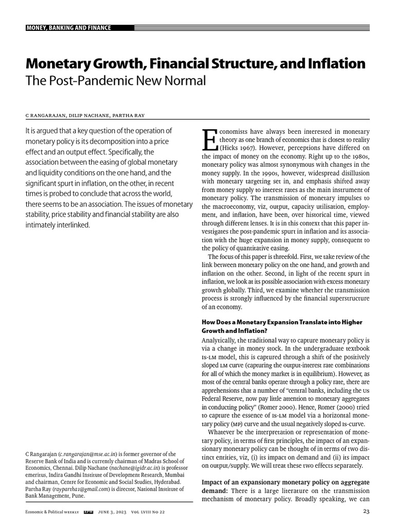 Session14 - Monetary Growth - Financial Structure - Inflation | PDF | Monetary Policy | Inflation
