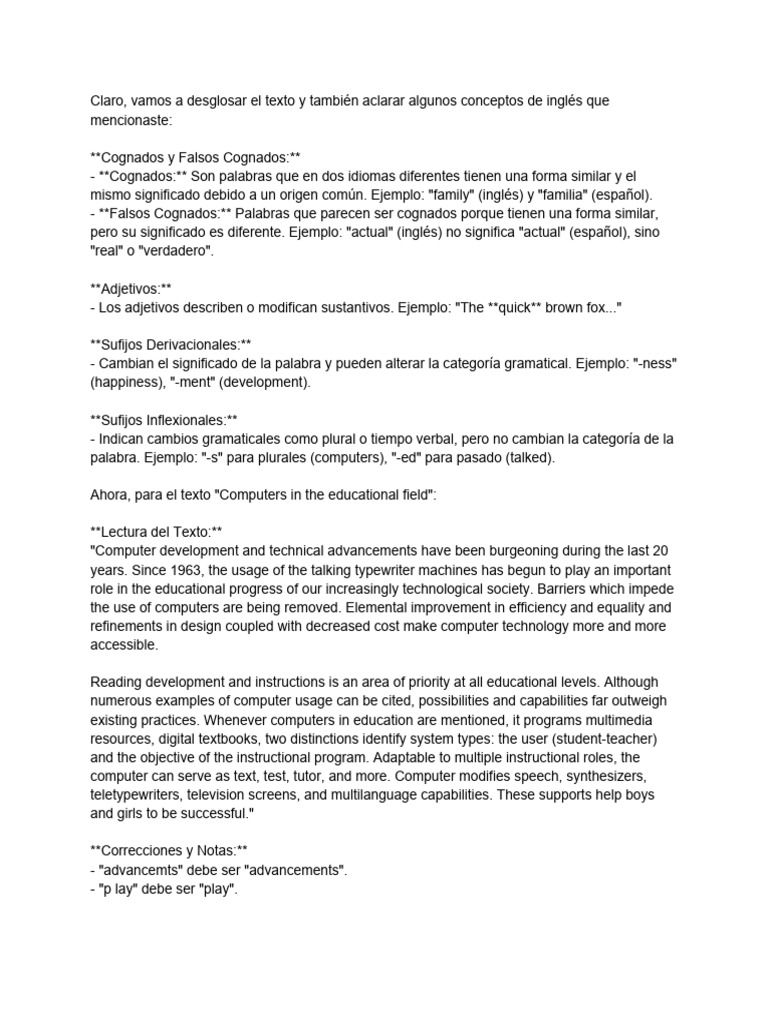 Claro, Vamos A Desglosar El Texto y También Aclarar Algunos Conceptos ...