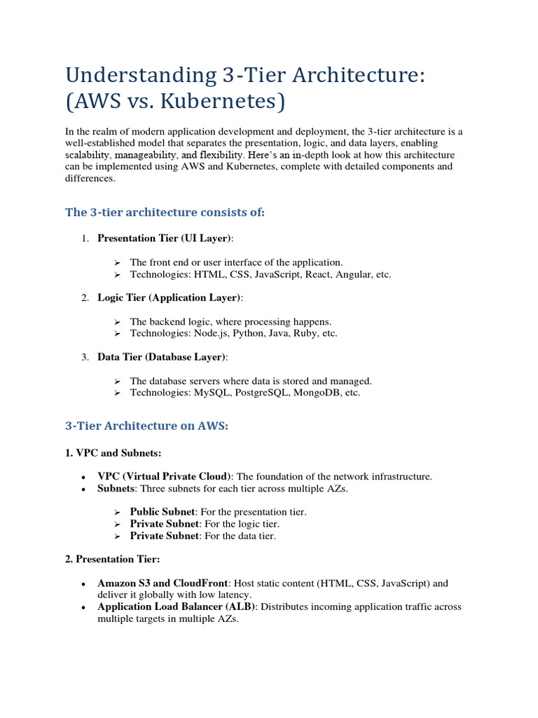 3-Tier Architecture - AWS vs. Kubernetes | PDF | Computing | Computer ...