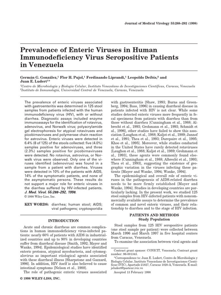 Prevalence of enteric viruses in human immunodeficiency virus ...