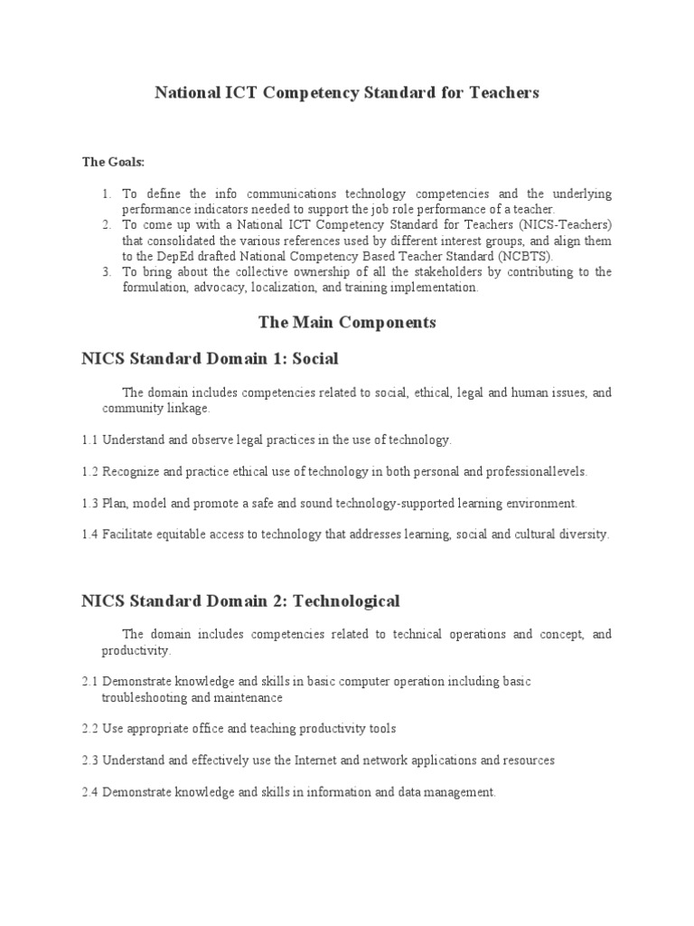 NICS. Standard | PDF | Competence (Human Resources) | Educational ...