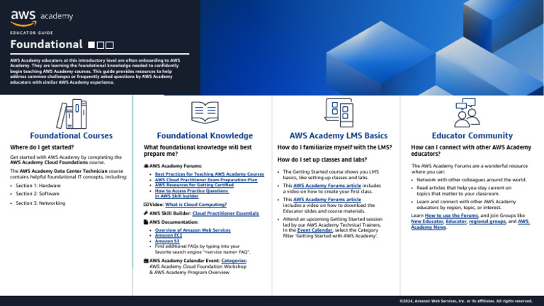 AWS Academy Educator Stage 1 - Foundational | PDF | Amazon Web Services ...
