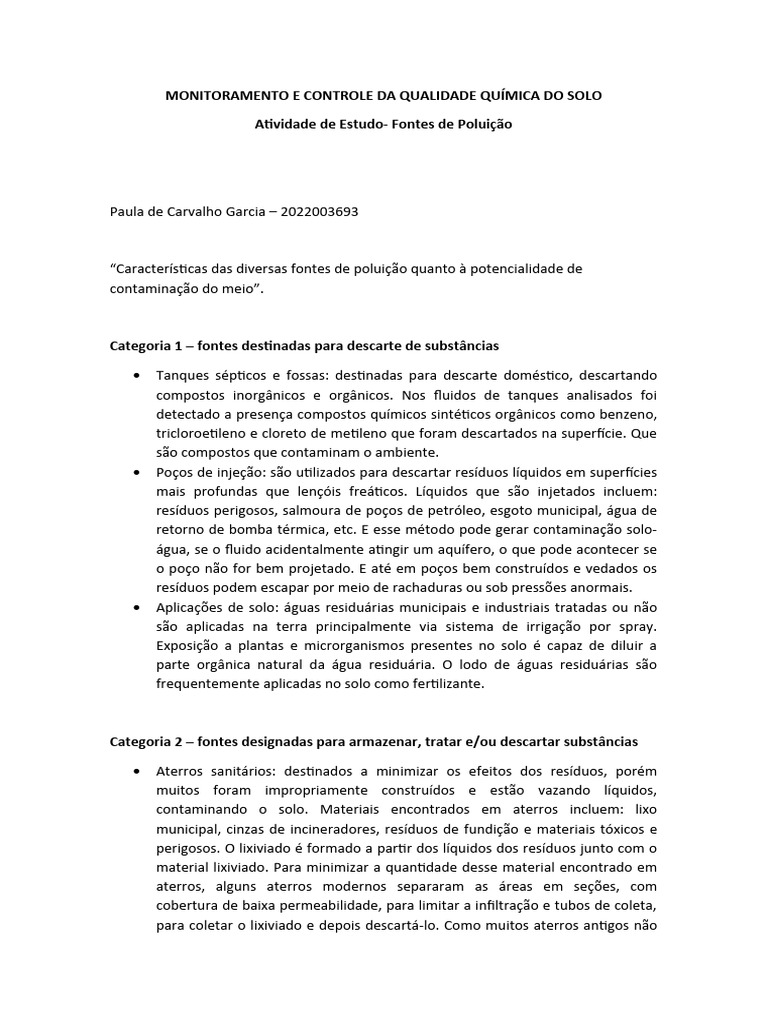 Monitoramento e Controle Da Qualidade Química Do Sol1 | PDF | Desperdício | Águas residuais