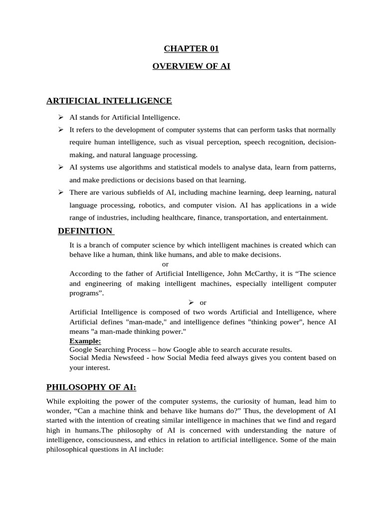 1 Unit Artificial Intelligence Pdf Artificial Intelligence