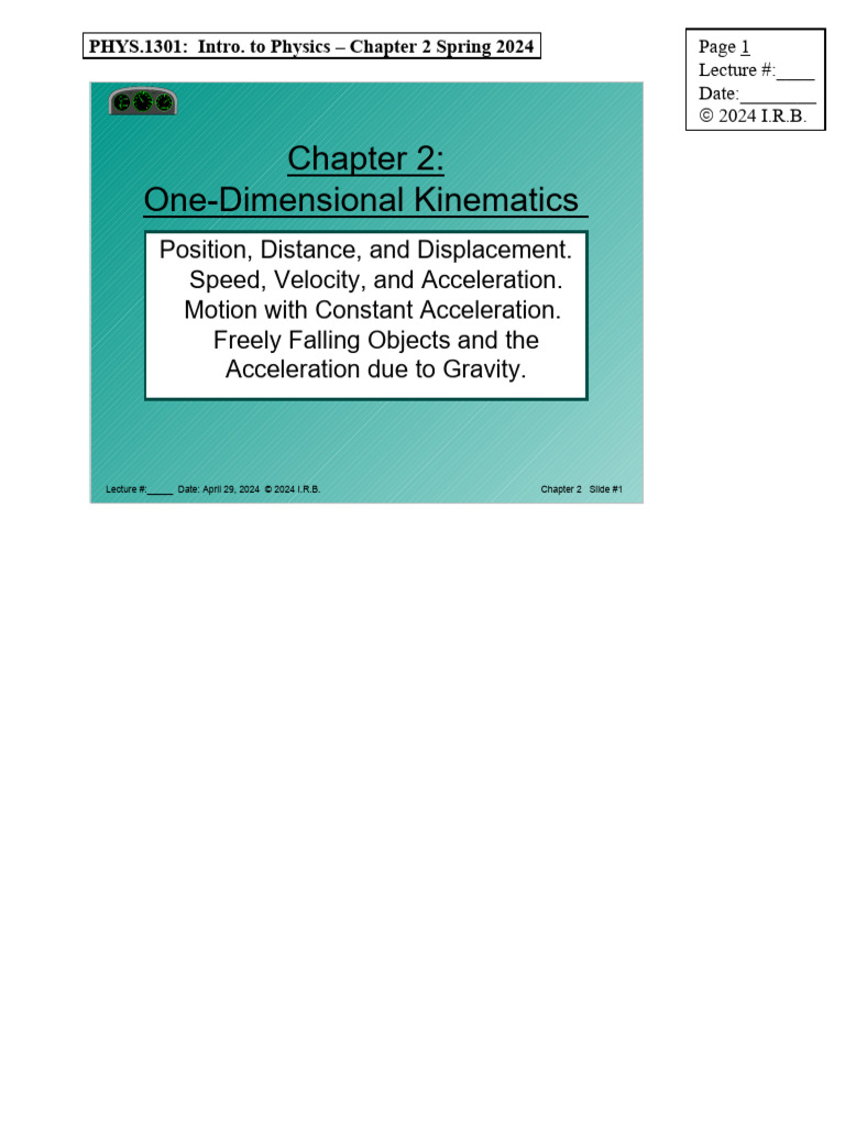 Chapt 2 | PDF | Kinematics | Velocity