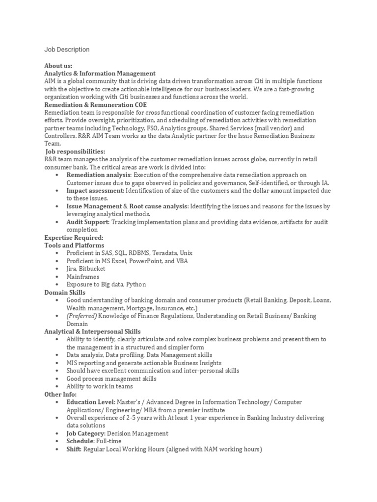 Issue Remediation Data Analyst - C10 | PDF | Analytics | Data Issue Remediation Data Analyst - C10 | PDF | Analytics | Data