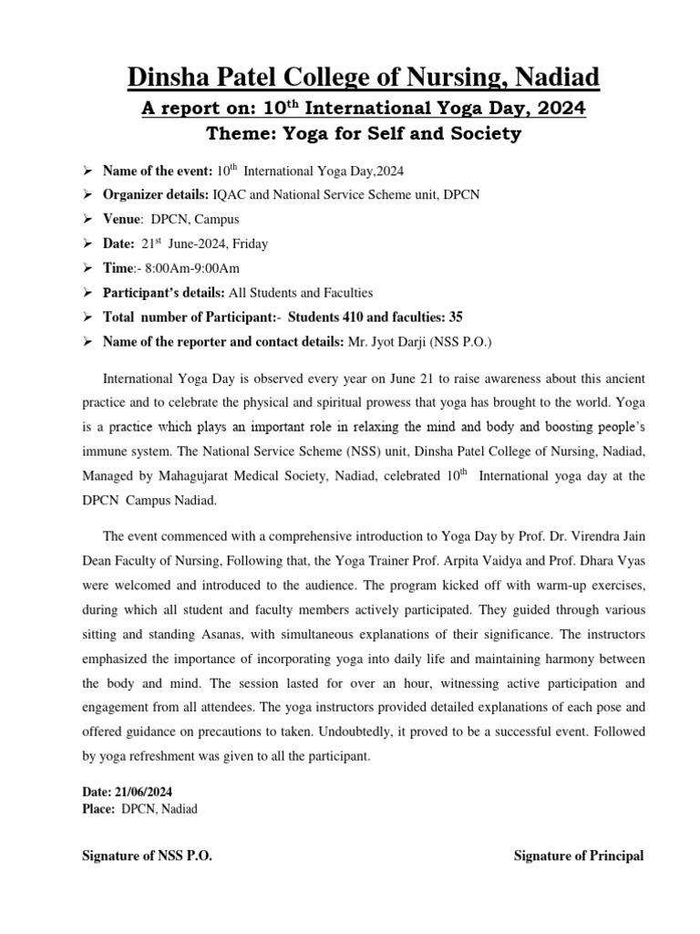 Yoga Day Report 2024 | PDF