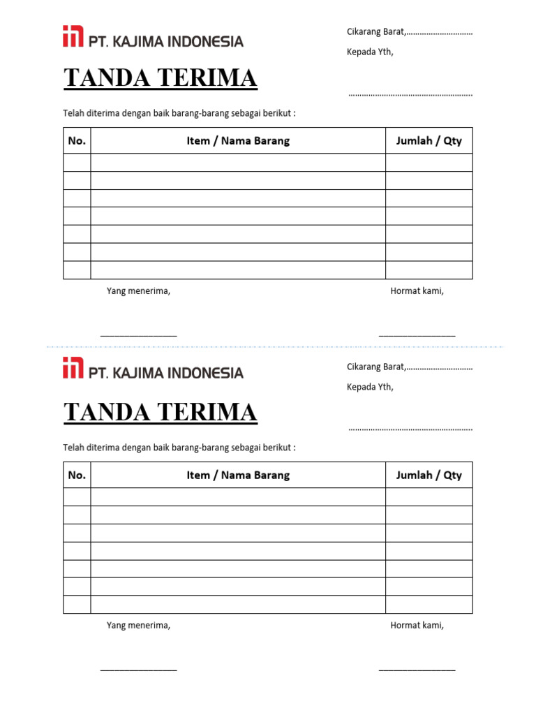 Tanda Terima Form | PDF