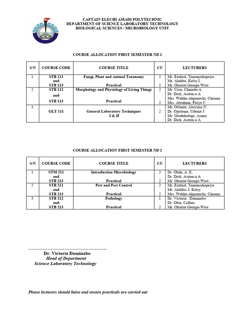 Course Allocation - New 2023 Approved | Download Free PDF | Biology ...
