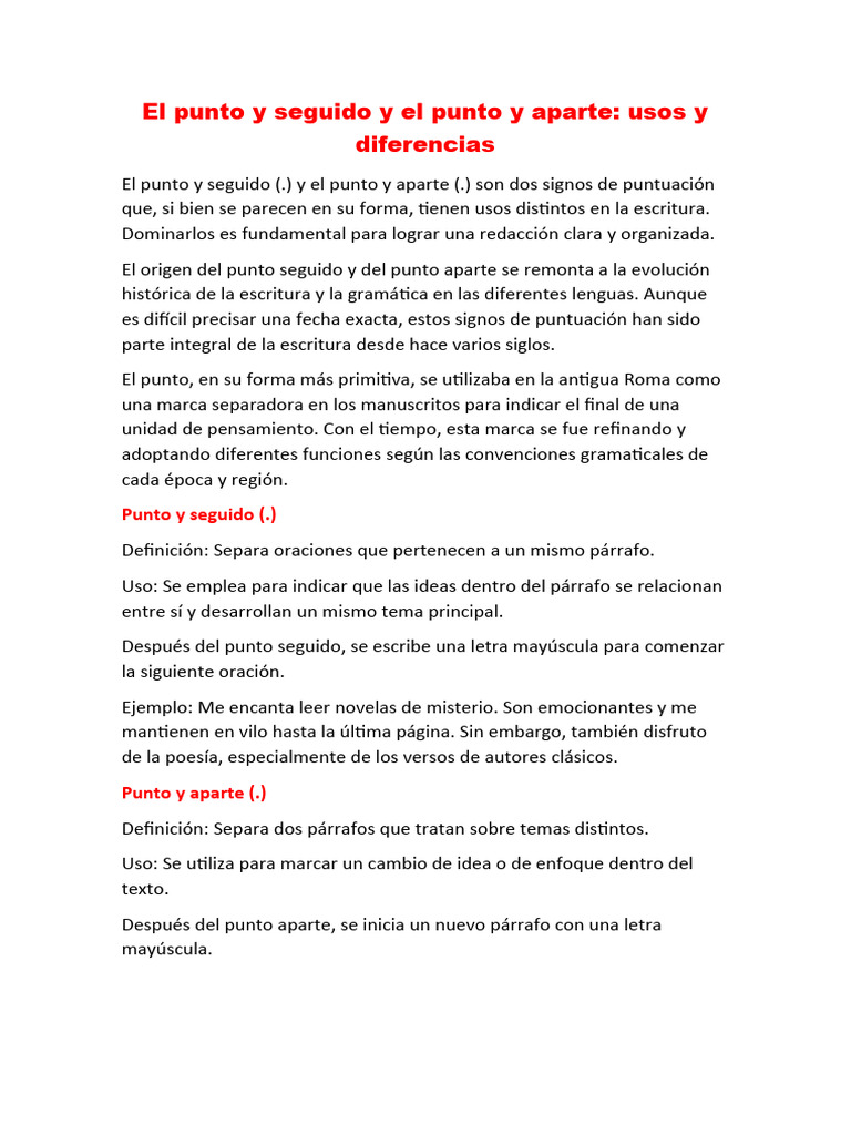 Punto Seguido y Aparte | PDF | Puntuación | Gramática