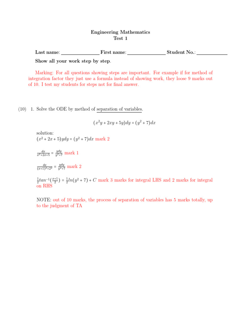 2022 Maths Mid | PDF | Ordinary Differential Equation | Mathematical Concepts