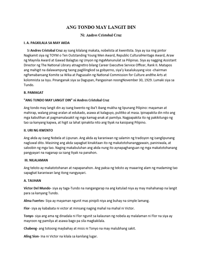 Ang Tondo May Langit Din | PDF