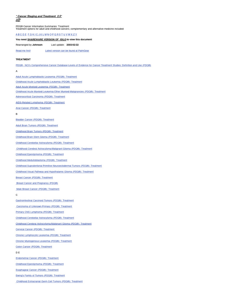 Johnson - Cancer Staging and Treatment | Download Free PDF | Randomized ...