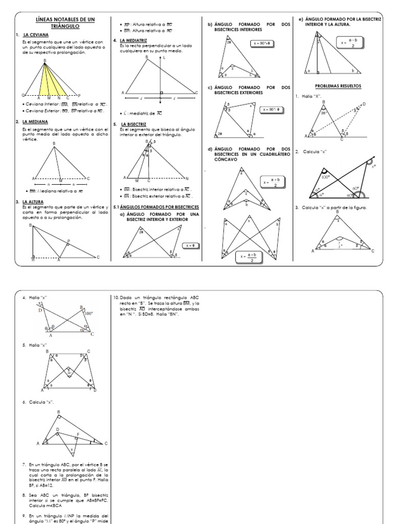 Líneas Notables de Un Triàngulo | PDF | Triángulo | Geometría triangular