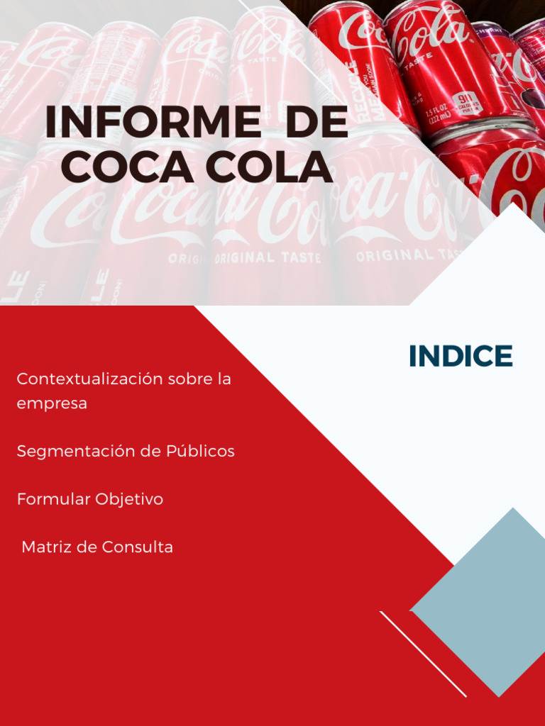 Informe DE COCA COLA | Descargar gratis PDF | Coca Cola | Refresco